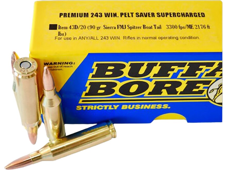Buffalo Bore Supercharged Pelt Saver 243 Winchester Ammo 90 Grain Full
