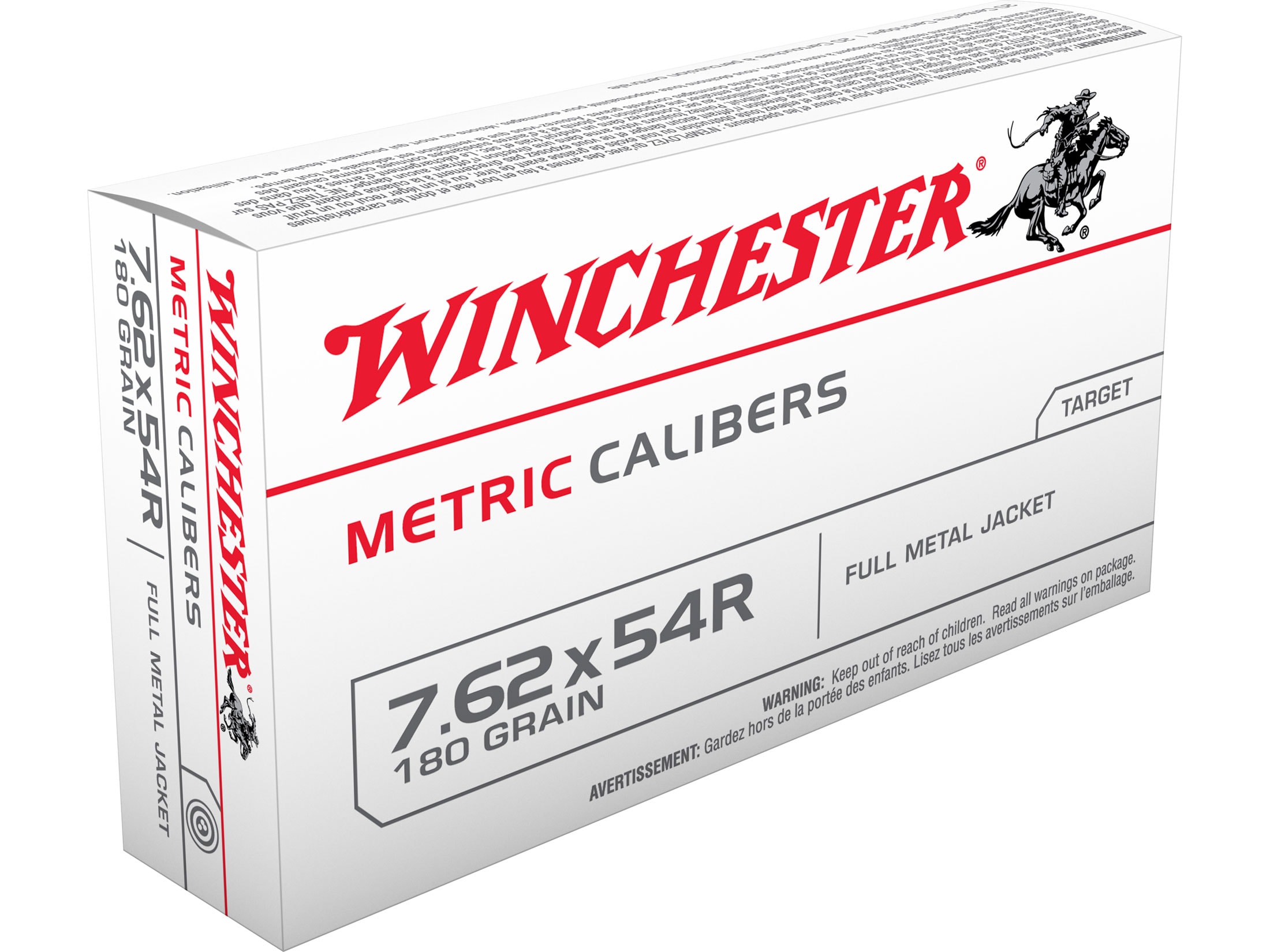 Winchester USA 7.62x54mm Rimmed Russian Ammo 180 Grain Full Metal
