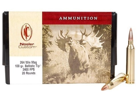 Nosler Custom Ammo 264 Winchester Mag 100 Grain Ballistic Tip Hunting