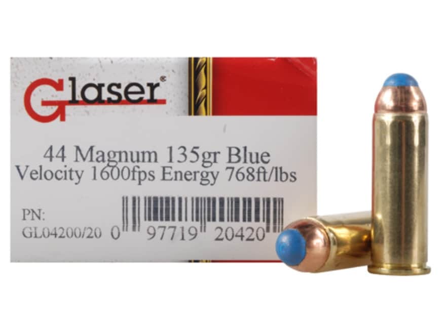 Glaser Blue Safety Slug Ammo 44 Remington Mag 135 Grain Safety Slug