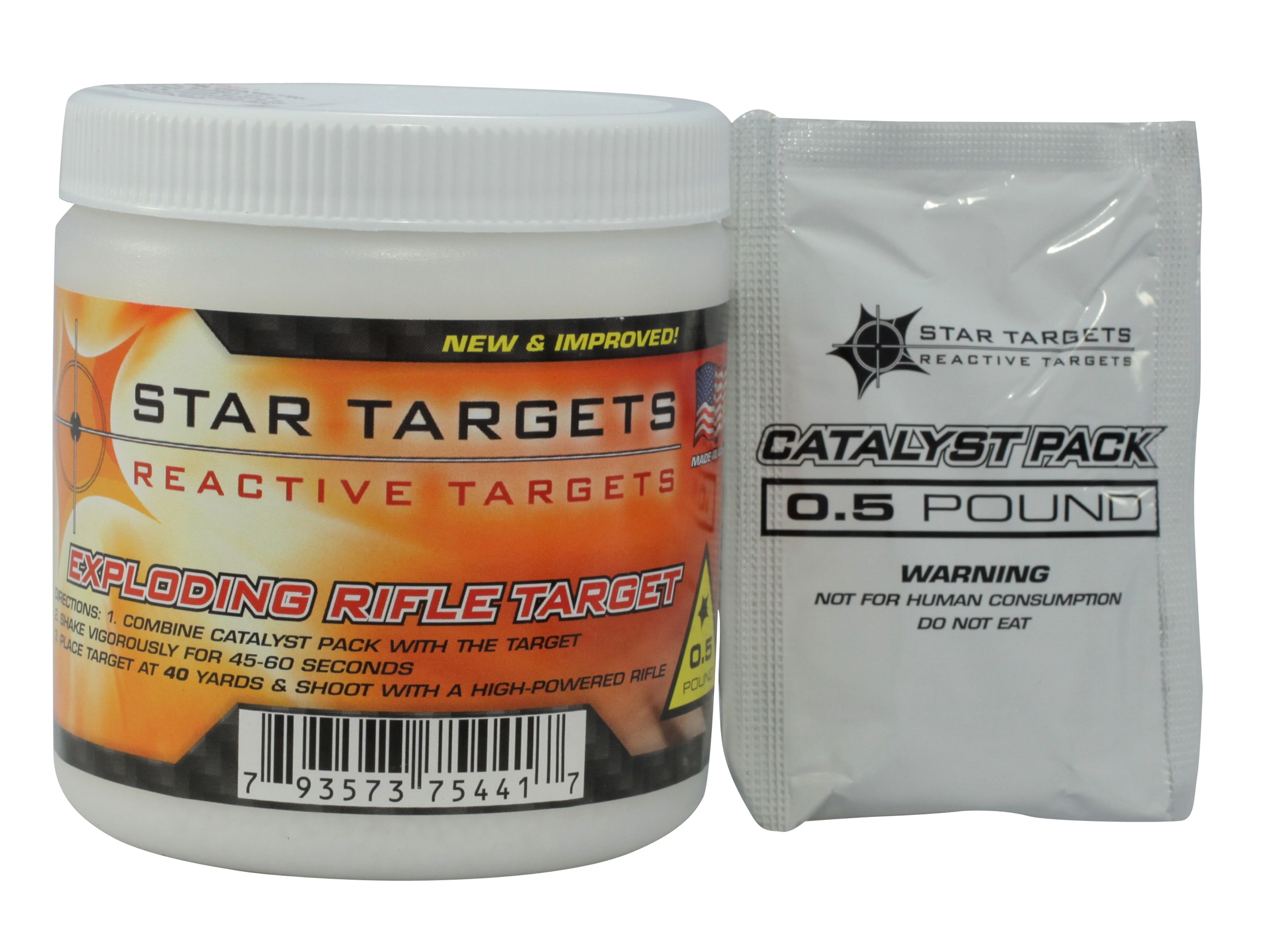 Star Targets Exploding Rifle Target Plastic Canister 1/2 lb.