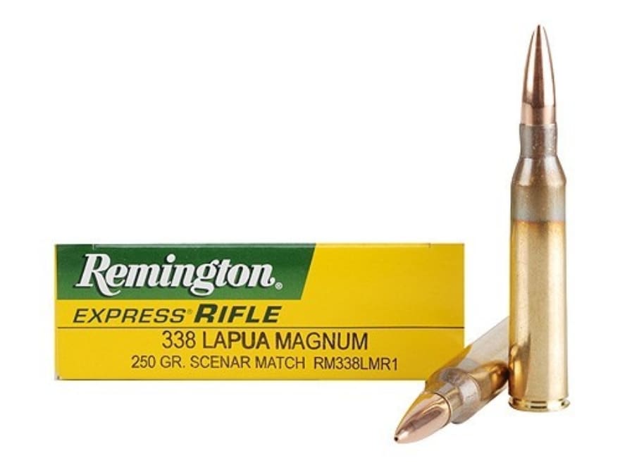 Remington Express 338 Lapua Mag Ammo 250 Grain Lapua Scenar-L Jacketed