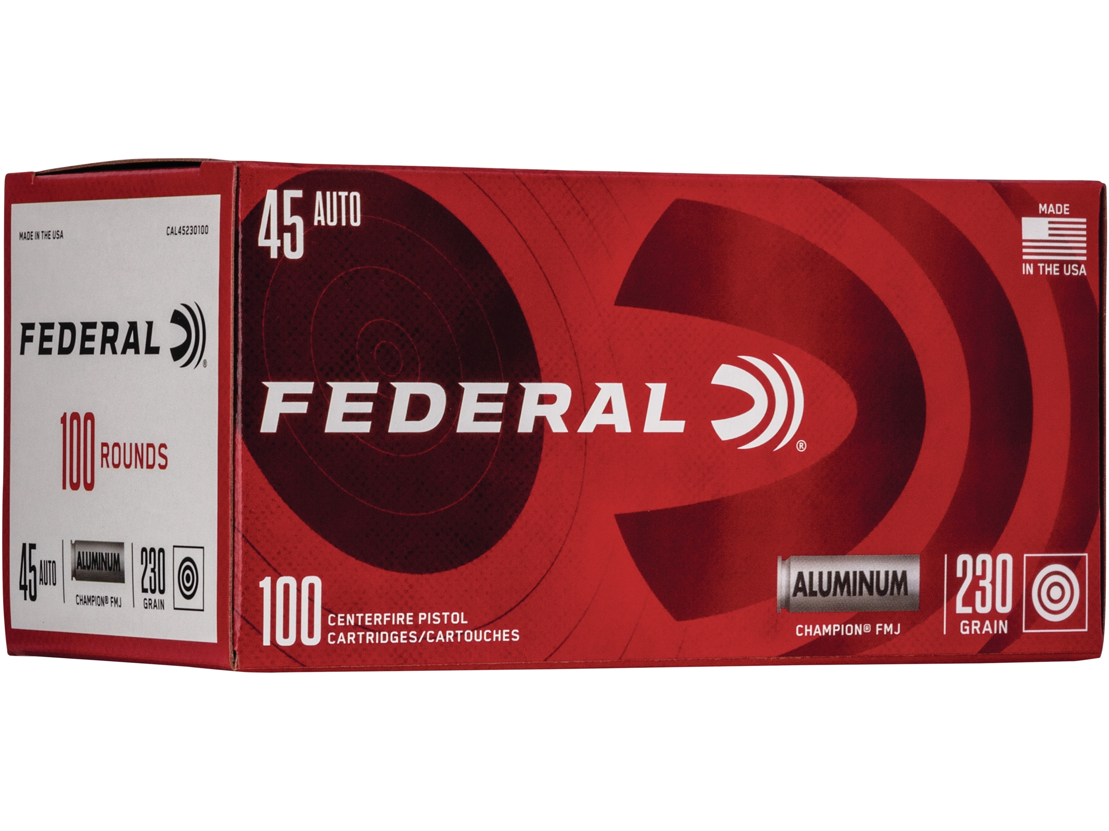 Federal Champion 45 ACP Ammo 230 Grain Full Metal Jacket Aluminum Case
