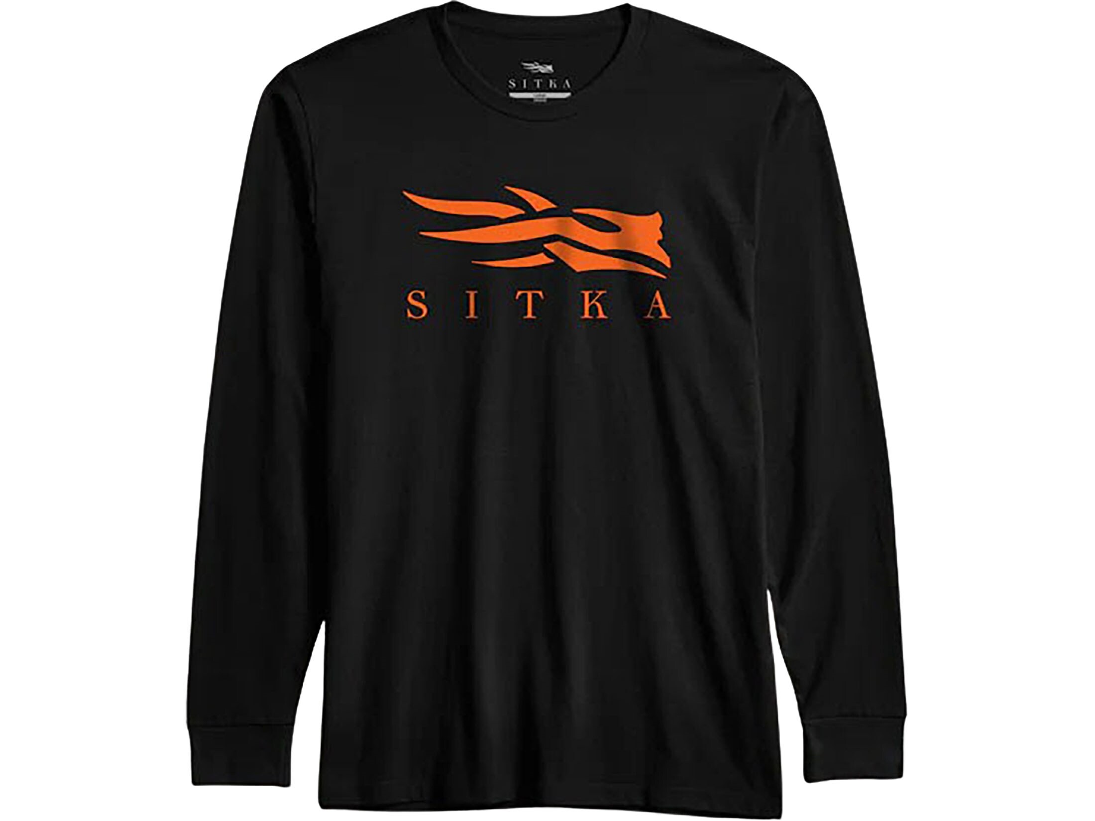 Sitka Gear Men's Icon Long Sleeve Crew Neck T Shirt Black/Ultra Orange