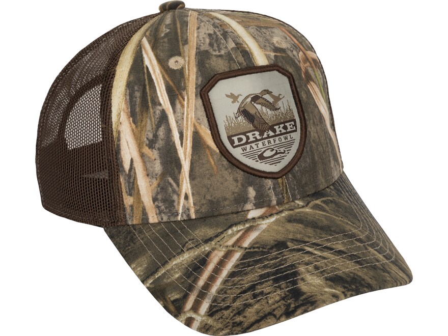 Drake Men's Vintage Badge Mesh Back Cap Mossy Oak Bottomland One Size