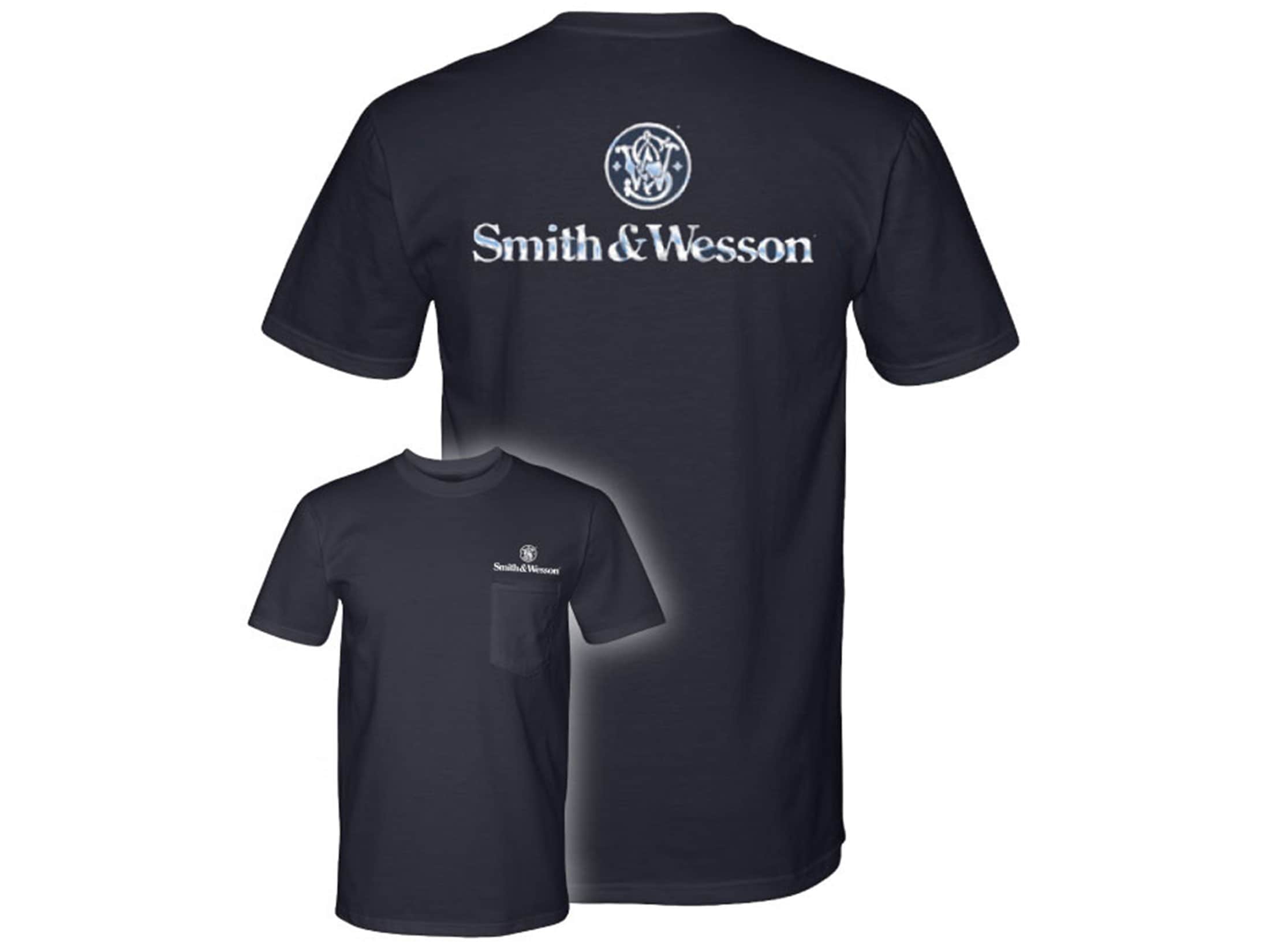 Smith & Wesson Men's Chrome Logo T-Shirt Short Sleeve Cotton Navy XL