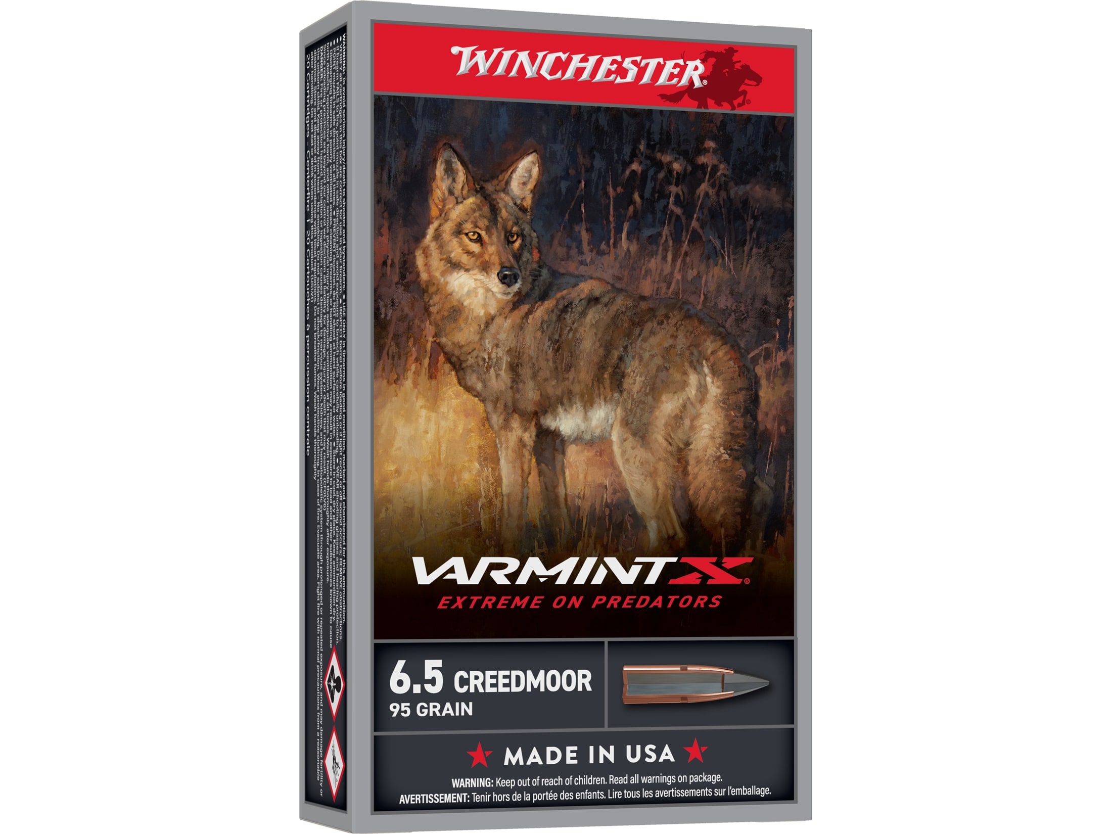 Winchester Varmint X 6.5 Creedmoor Ammo 95 Grain Extreme Point Polymer
