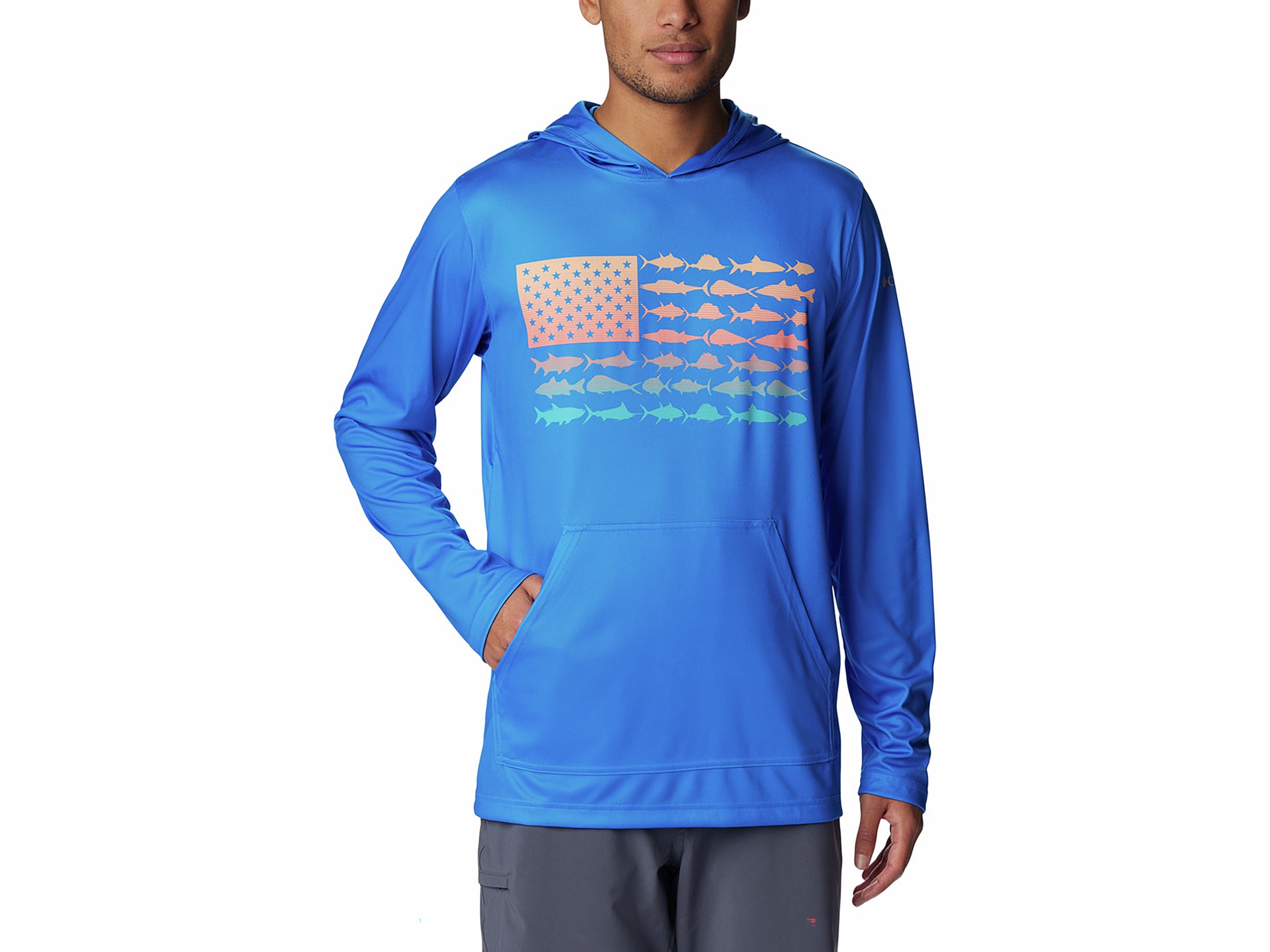Columbia Men's Terminal Tackle PFG Fish Flag Hoodie Hyper Blue/Orange