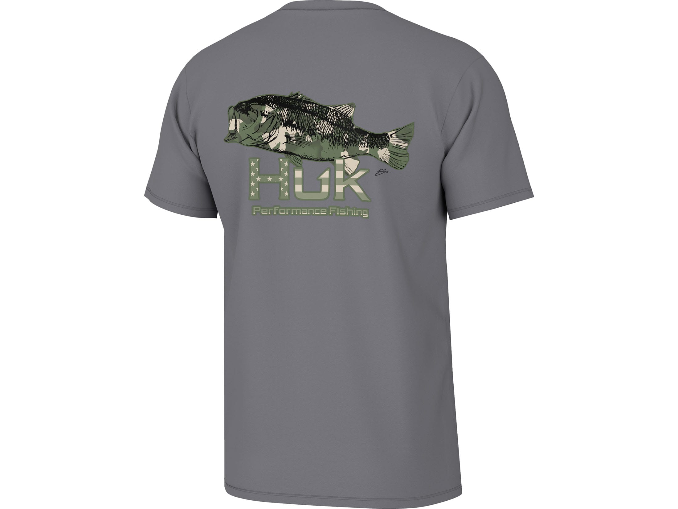 Huk Men's KC Camo Bass Short Sleeve Crew Neck T Shirt Night Owl Large