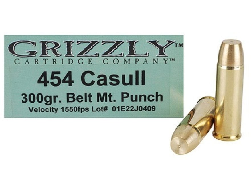 Grizzly Cartridge 454 Casull Ammo 320 Grain Grizzly PUNCH Solid Flat