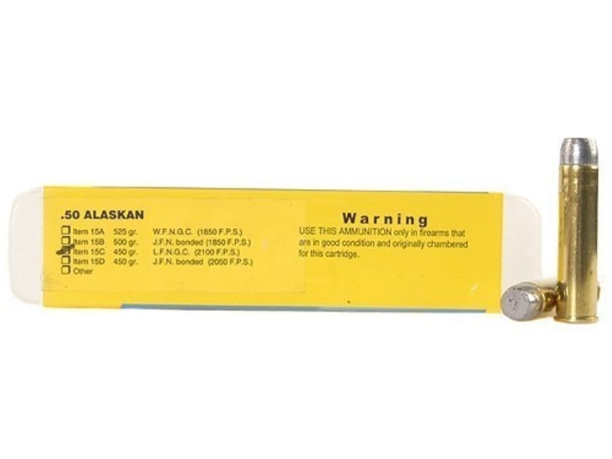 Buffalo Bore 50 Alaskan Ammo 450 Grain Flat Nose Box of 20