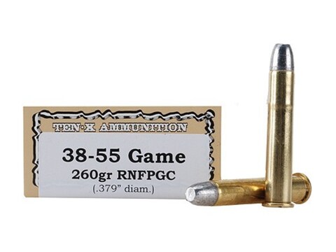 Ten-X Cowboy Ammo 38-55 WCF 260 Grain Lead Round Nose Flat Point Gas