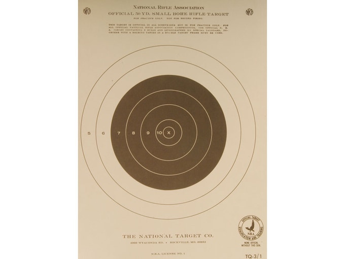 NRA Official Smallbore Rifle Training Targets TQ-3/1 50 Yard Paper