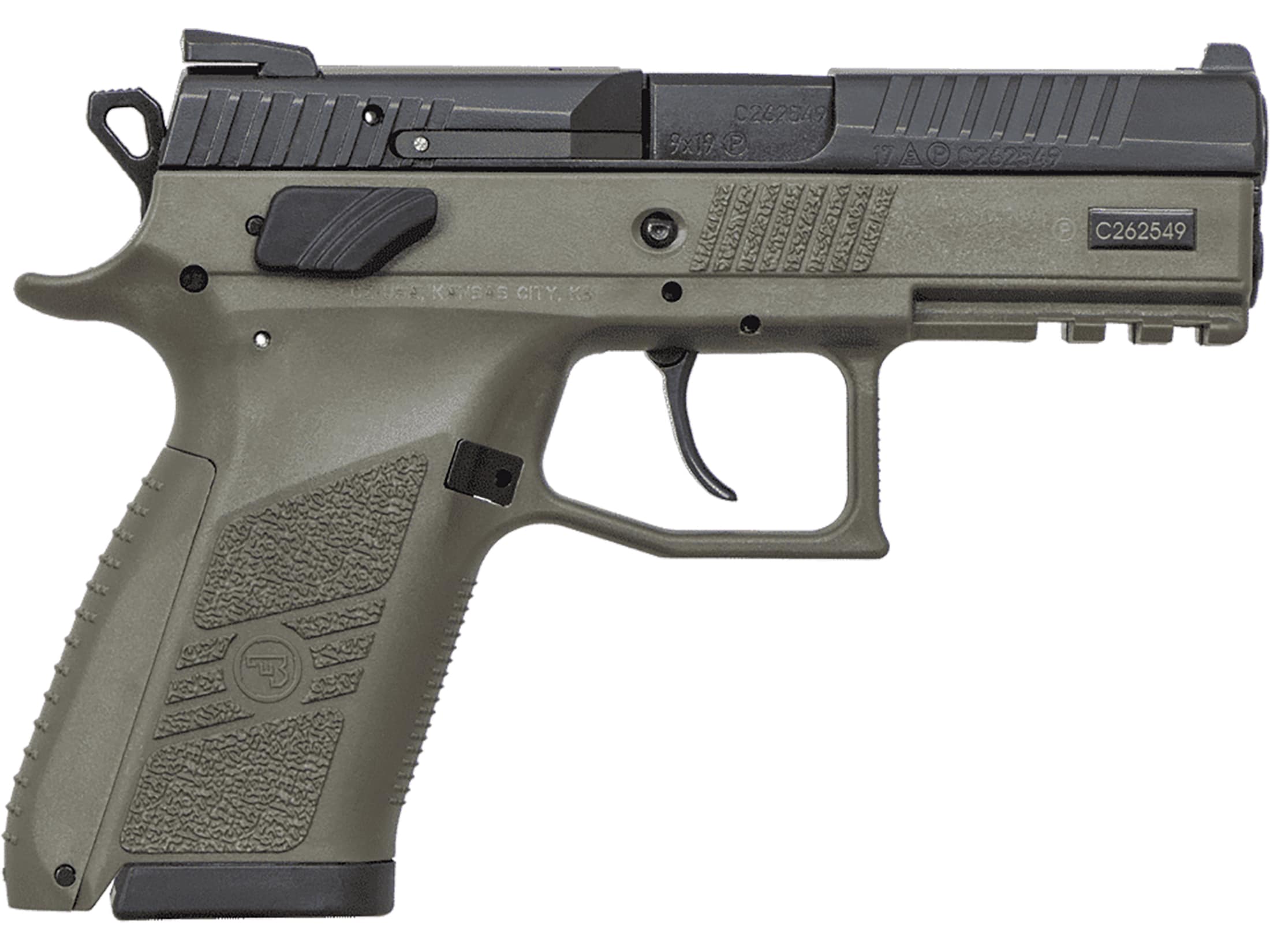 CZ-USA P-07 9mm Luger Pistol 3.75 Barrel 10+1 Round Black Slide Olive