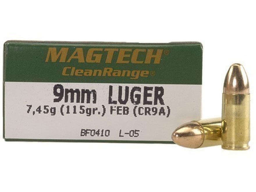 Magtech Clean Range 9mm Luger Ammo 115 Grain Full Metal Jacket Box of