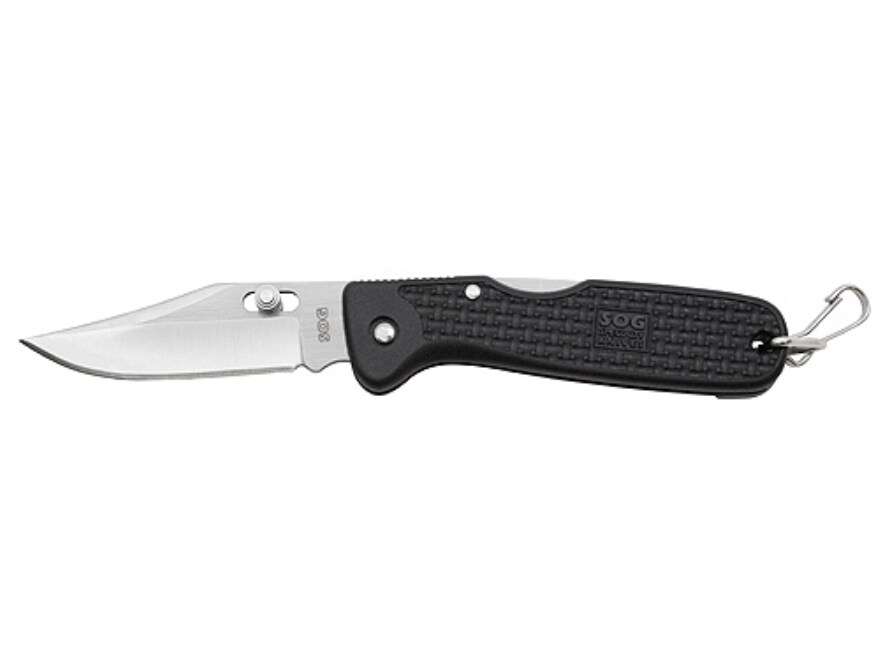 SOG E-Clip Folding Pocket Knife 2 Clip Point 420 SS Blade GRN Handle