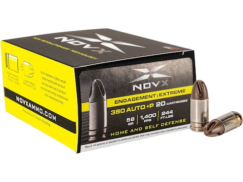 NovX Engagement Extreme Self-Defense Ammo 380 ACP +P 56 Grain Fluted