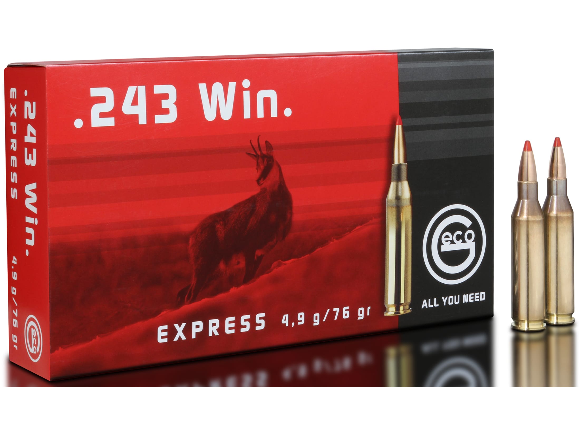 Geco 243 Winchester Ammo 76 Grain Geco Express Polymer Tip Box of 20