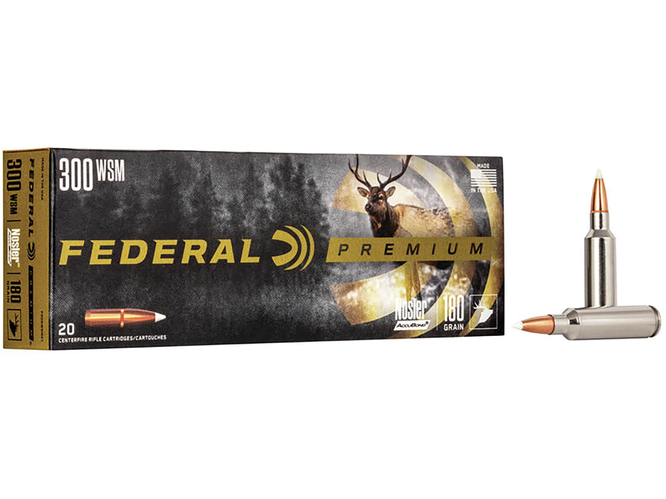 Federal Premium 300 Winchester Short Mag (WSM) Ammo 180 Grain Nosler