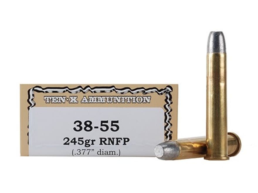 Ten-X Cowboy Ammo 38-55 WCF 245 Grain Lead Round Nose Flat Point Box