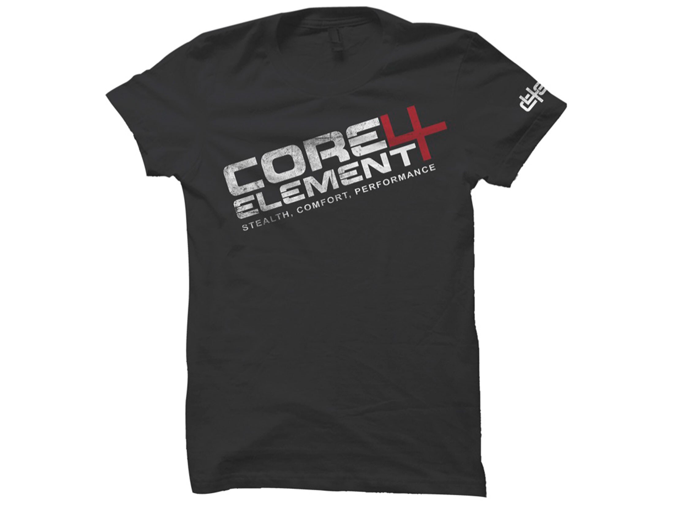 Core4Element Men's Logo Tee Shirt Short Sleeve Cotton Polyester Black