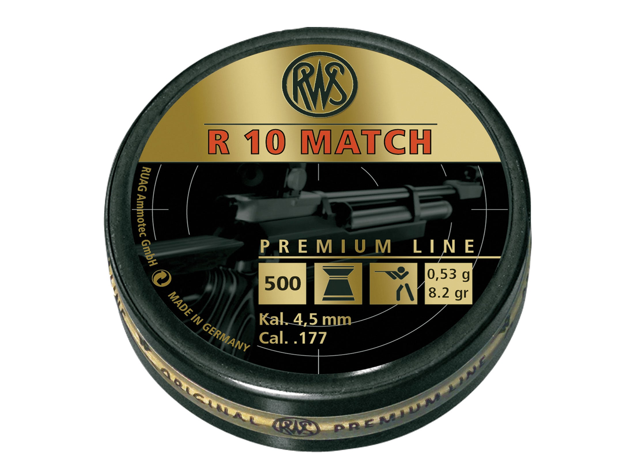 RWS R10 Match Heavy Air Gun Pellets 8.2 Grain Flat Nose Tin of 500