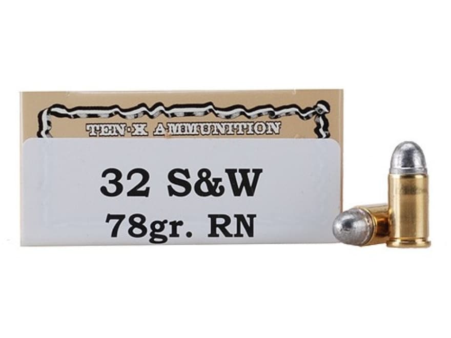Ten-X Cowboy Ammo 32 S&W 78 Grain Lead Round Nose Box of 50