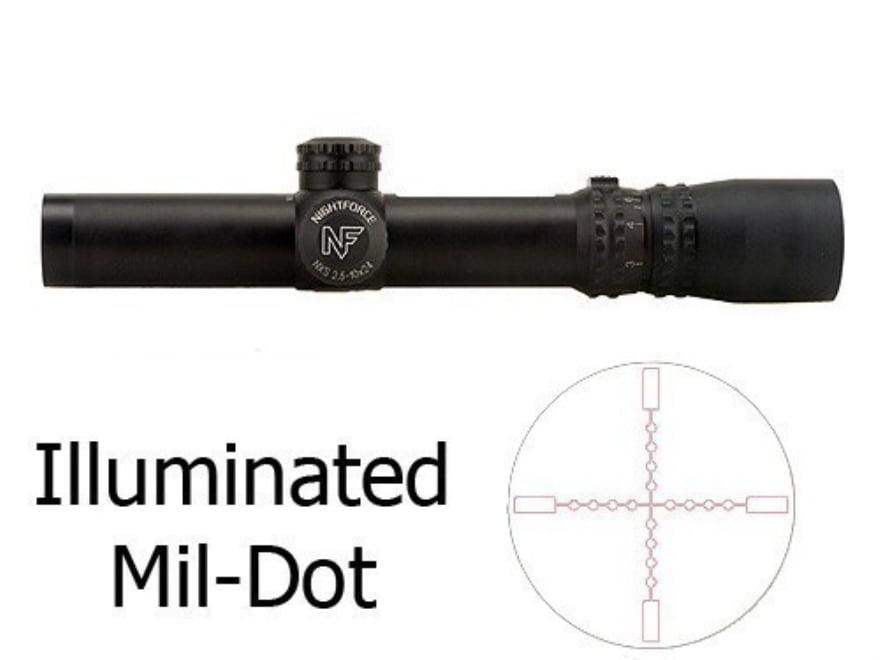 Nightforce NXS Rifle Scope 30mm Tube 2.5-10x 24mm Illuminated Mil-Dot