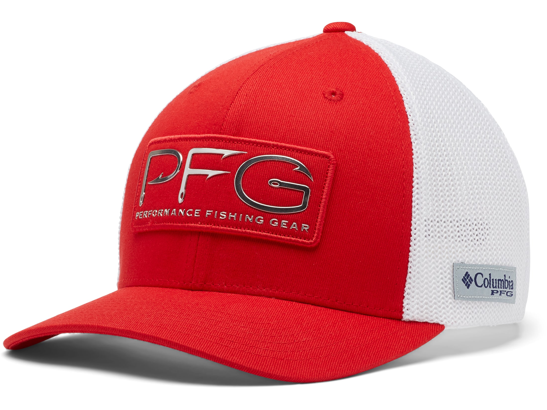 Columbia Men's PFG Hooks Mesh Hat Red Spark/Silver Small/Medium
