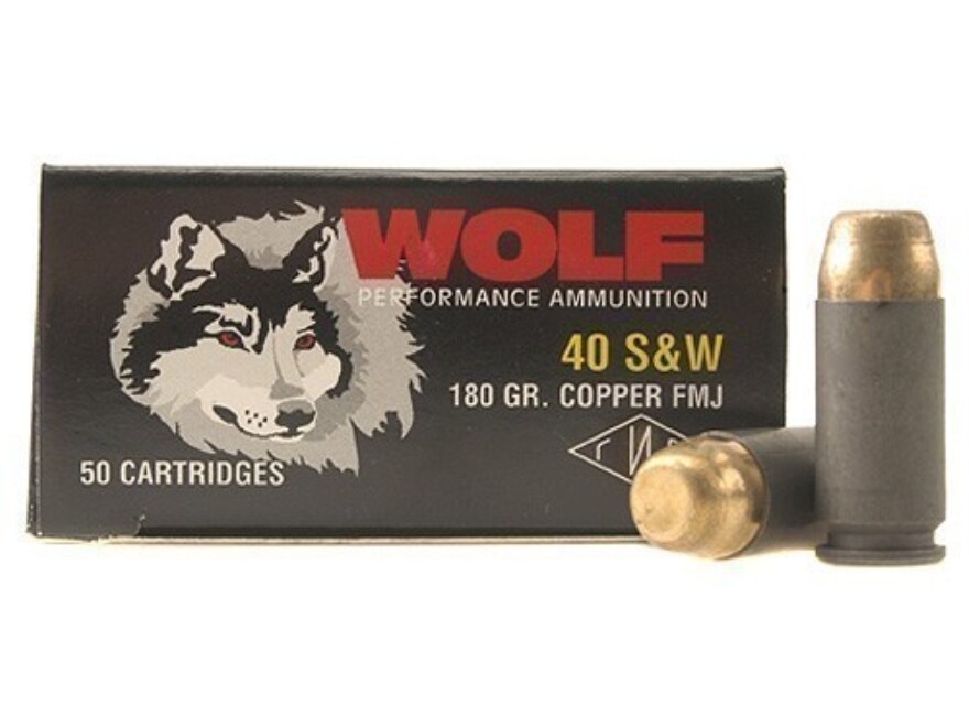 Wolf Ammo 40 S&W 180 Grain Full Metal Jacket (Bi-Metal) Steel Case Box