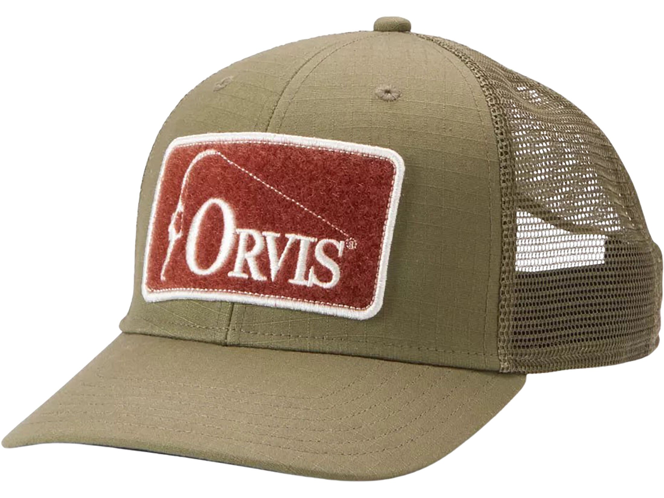 Orvis Mens Ripstop Covert Trucker Hat Gray/Paprika