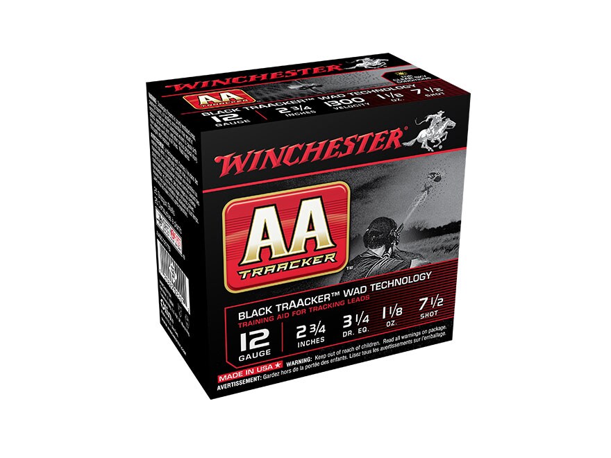 Winchester AA TrAAcker 12 Ga Ammo 2-3/4 #7-1/2 Lead Shot 1-1/8oz Black