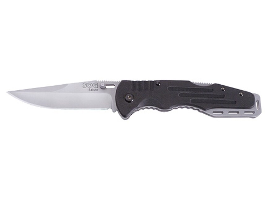 SOG Salute Folding Pocket Knife 3.5 Drop Point 8Cr13MoV SS Blade G-10