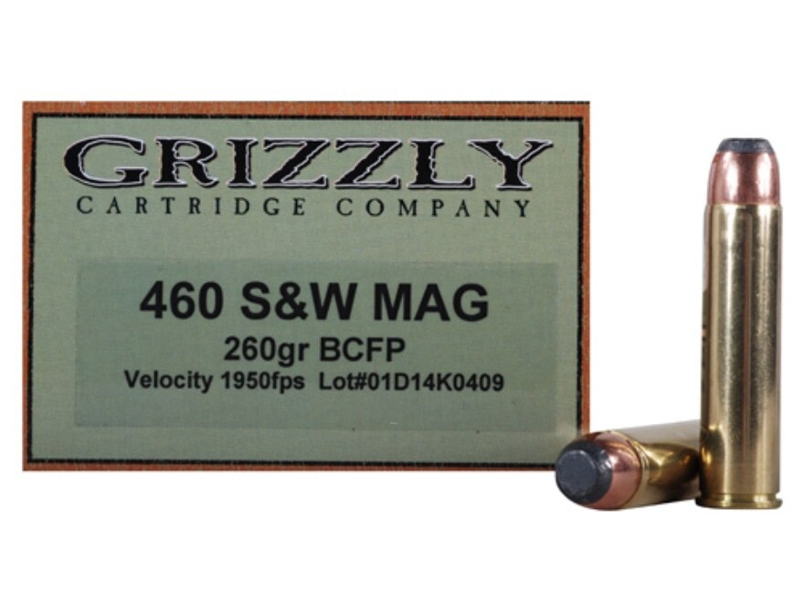 Grizzly Cartridge 460 S&W Mag Ammo 260 Grain Bonded Flat Nose Box of
