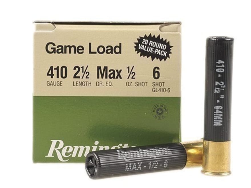 Remington Game Load Ammo 410 Bore 2-1/2 1/2oz #6 Shot Box of 20