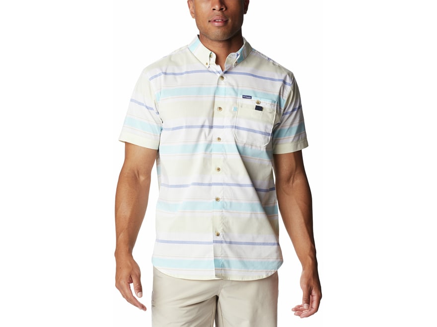Columbia Men's PFG Super Bonefish Short Sleeve Shirt Cocoa Butter Reel