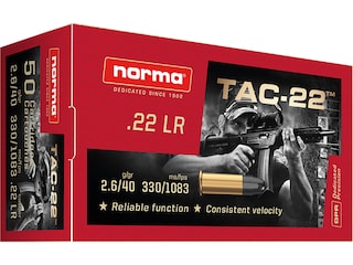 Product Comparison for Norma TAC-22 22LR Ammo 40 Grain Round Nose Box of 50
