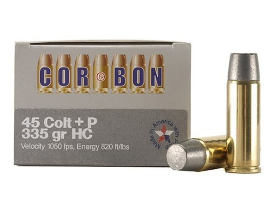 Cor-Bon Hunter 45 Colt (Long Colt) +P Ammo 335 Grain Flat Nose Box of