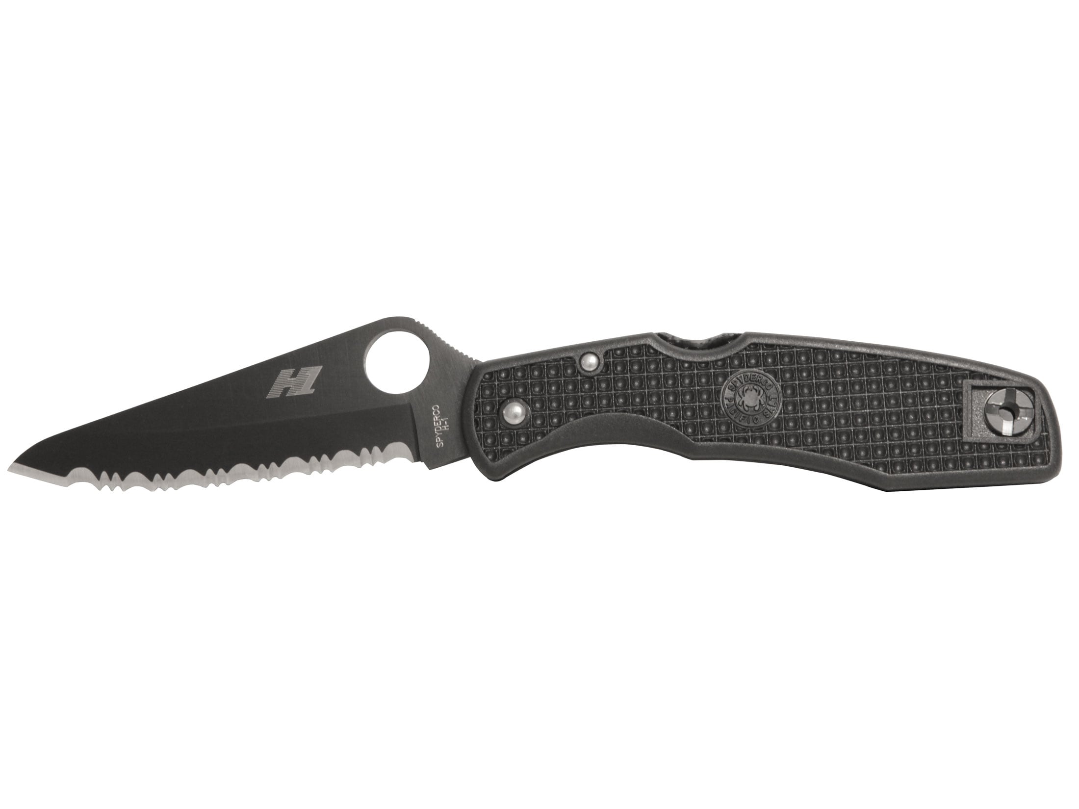 Spyderco Pacific Salt Black Folding Pocket Knife 3-13/16 Drop Point