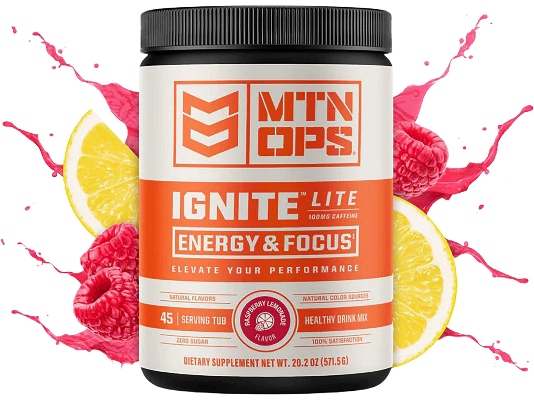 MTN OPS Ignite Energy Drink Powder Raspberry Lemonade 45 Servings