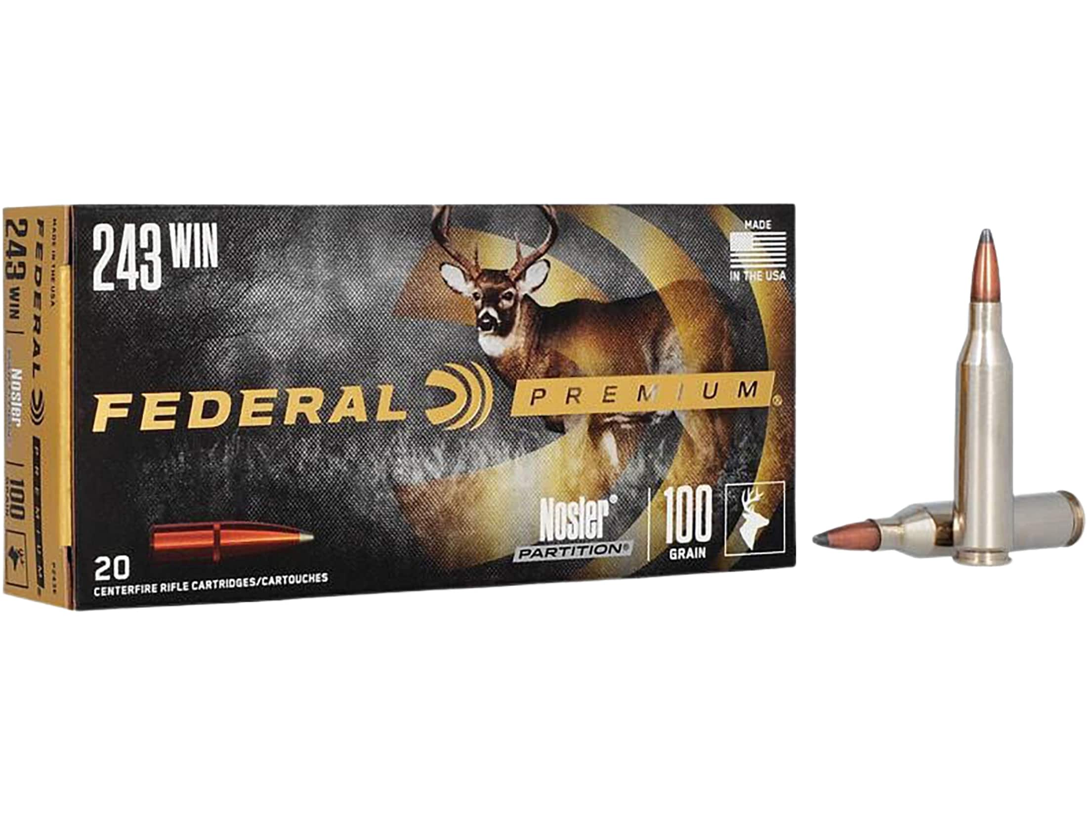 Federal Premium 243 Winchester Ammo 100 Grain Nosler Partition