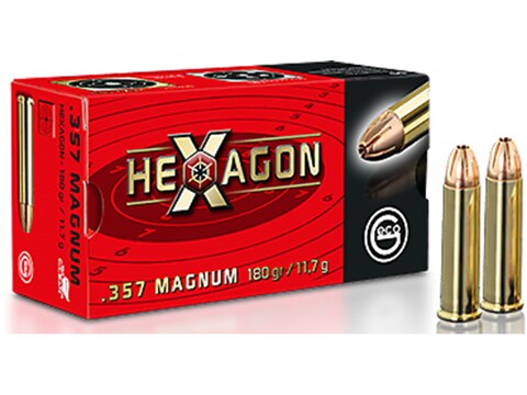 Geco Hexagon Ammo 357 Mag 180 Grain Jacketed Hollow Point Box of 50