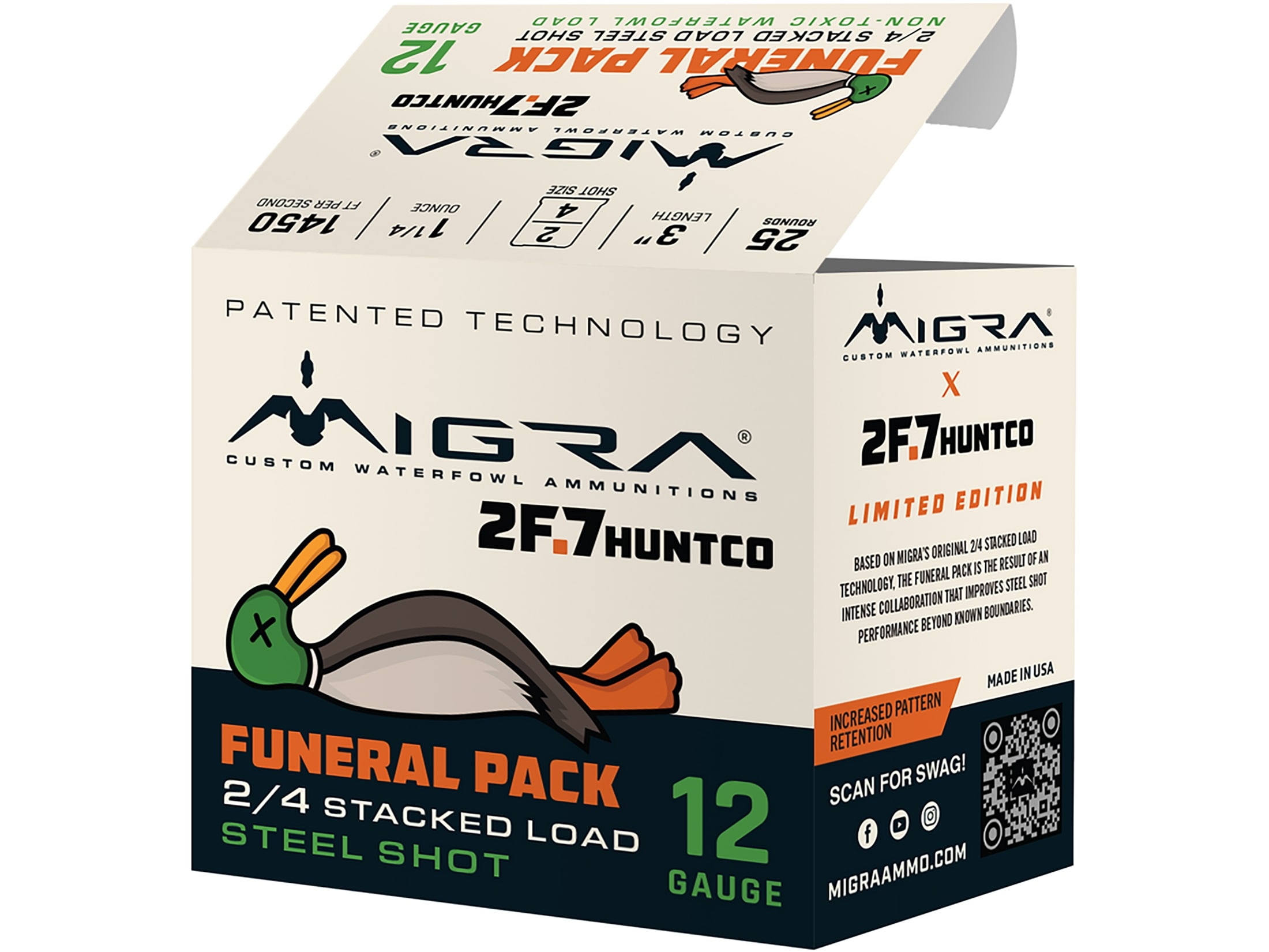 Migra Funeral Pack 12 Ga Ammo 3 #2 #4 Steel Shot 1-1/4oz Case of 250