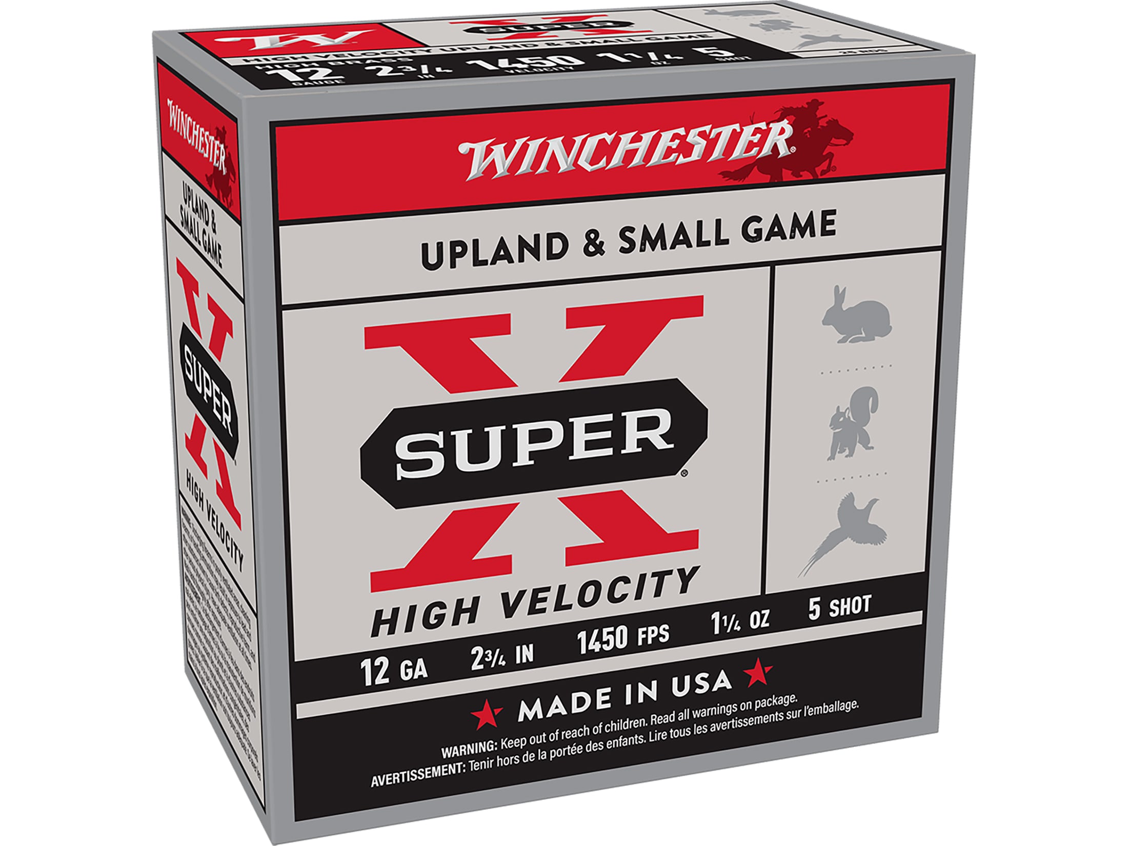 Winchester Super X High Velocity 12 Ga Ammo 2-3/4 #4 Lead Shot 1-1/4oz