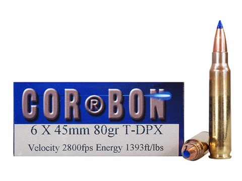 Cor-Bon DPX Hunter Ammo 6x45mm 80 Grain Barnes Tipped Triple-Shock X