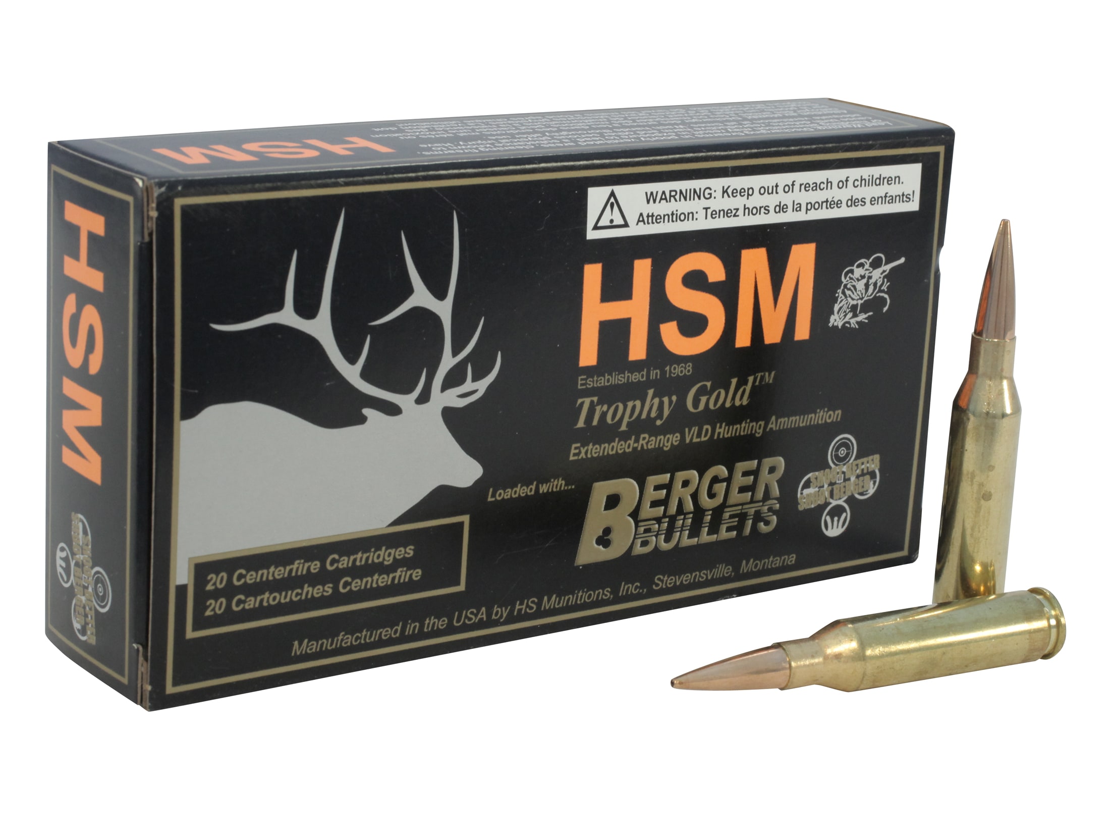HSM Trophy Gold 260 Remington Ammo 130 Grain Berger Hunting VLD (Very