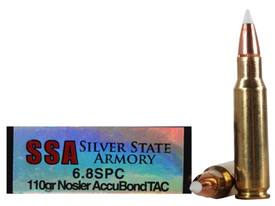 Silver State Armory Ammo 6.8mm Remington SPC 100 Grain Nosler AccuBond