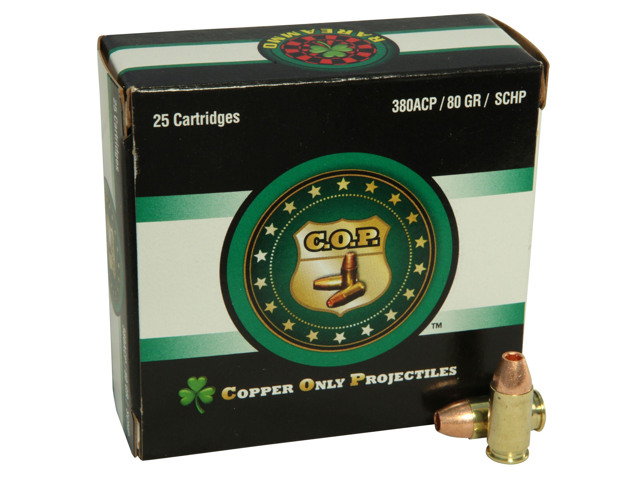 Copper Only Projectiles (C.O.P.) Ammo 380 ACP 80 Grain Solid Copper