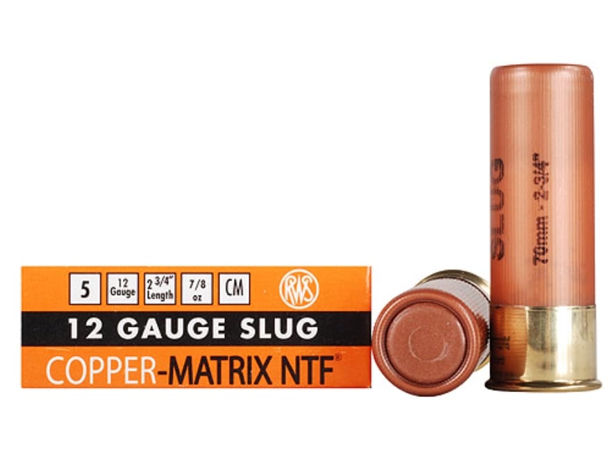 RWS Copper-Matrix NTF Ammo 12 Ga 2-3/4 375 Grain Slug Non-Toxic