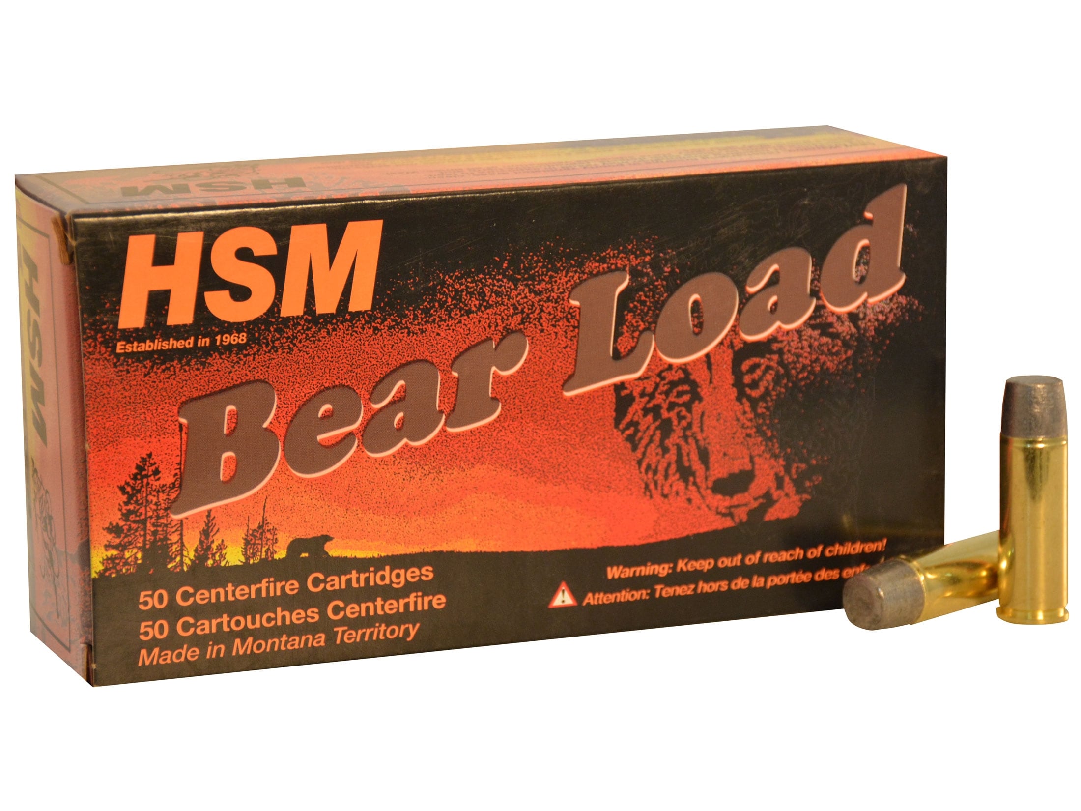 HSM Bear Load 44 Remington Mag Ammo 305 Grain Flat Nose Box of 20